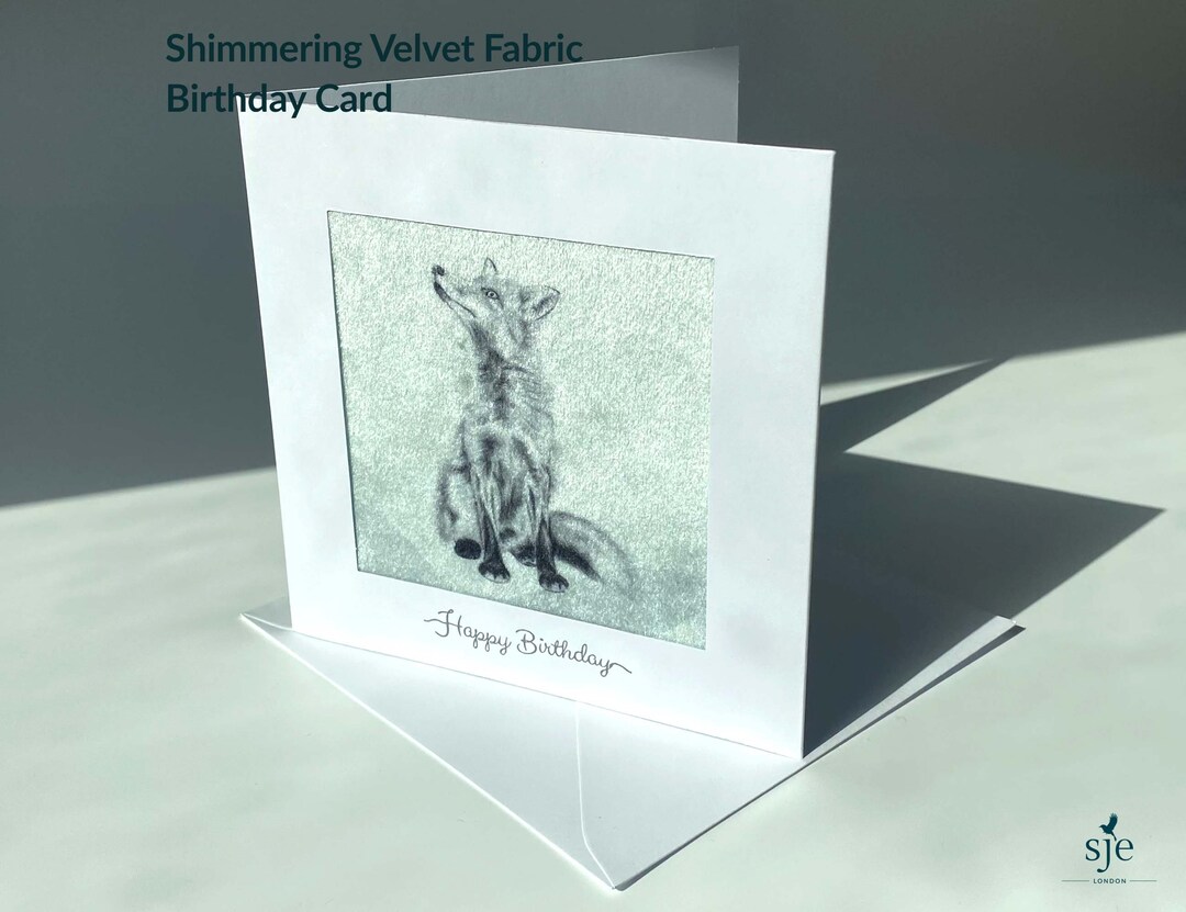 Tactile Velvet FOX Birthday Card Silver Fox Design Gift for Fox Lover ...