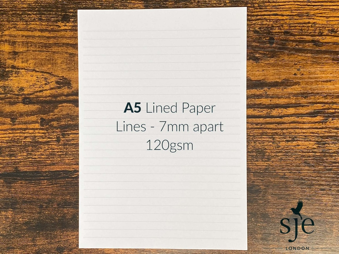 A5 LINED Paper - Bright White, Smooth, 120 Gsm Paper With 7mm Spaced ...