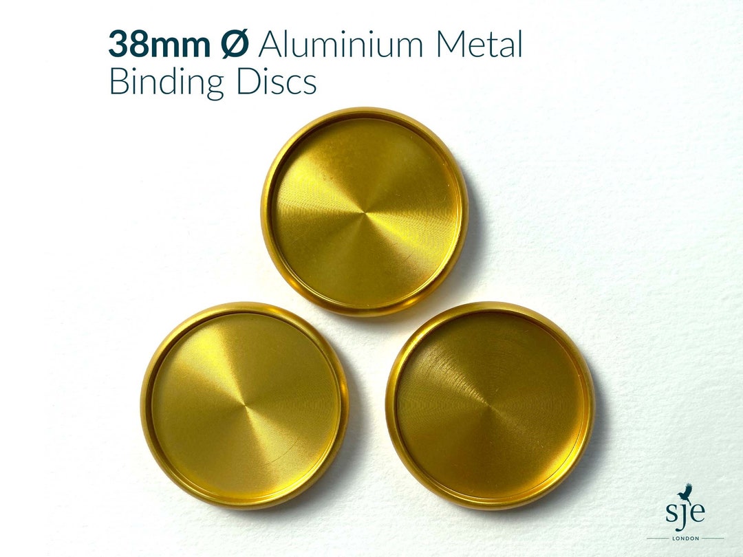 38mm Ø BRIGHT GOLD Coloured Aluminium Metal Binding Discs for Discbound ...