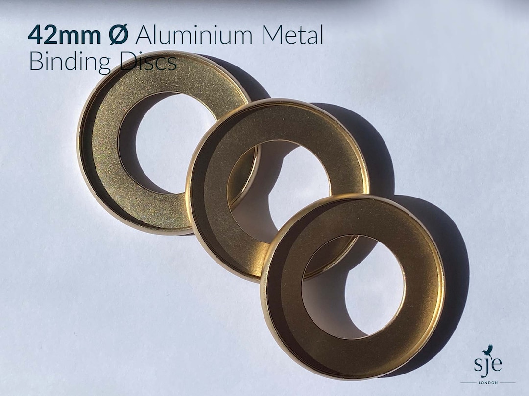 Large 42mm Ø GOLD Coloured Brushed Aluminium Metal Binding Discs - for ...
