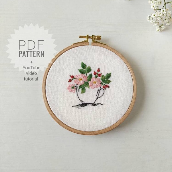 Rose Embroidery Pattern - Etsy