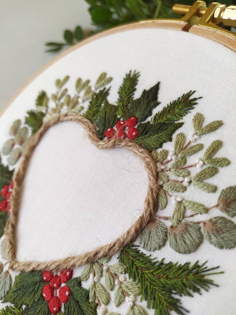 Christmas Heart Embroidery Pattern Video Tutorial Pdf - Etsy