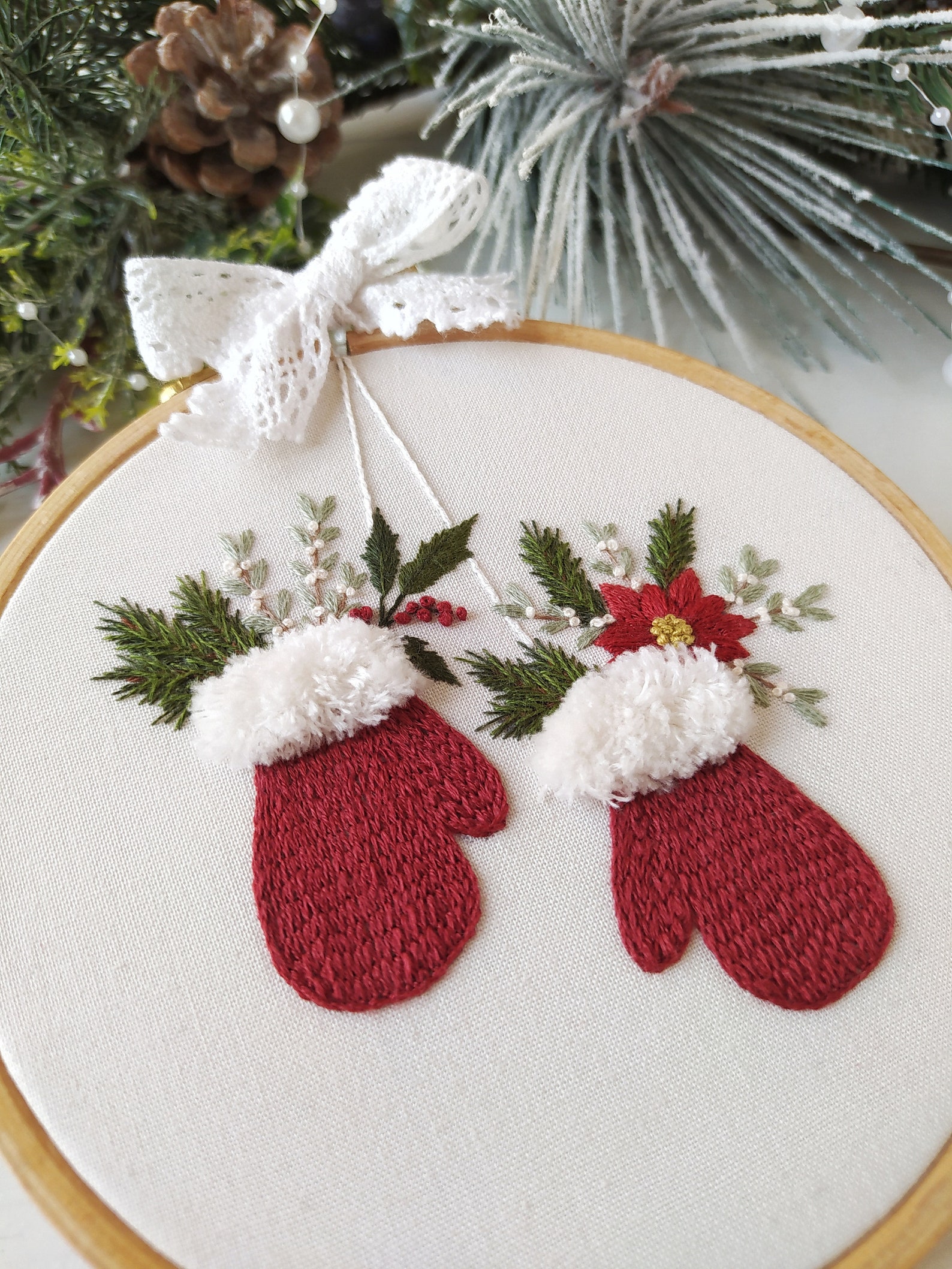 Christmas Mittens Embroidery Pattern Pdf Video Tutorial | Etsy