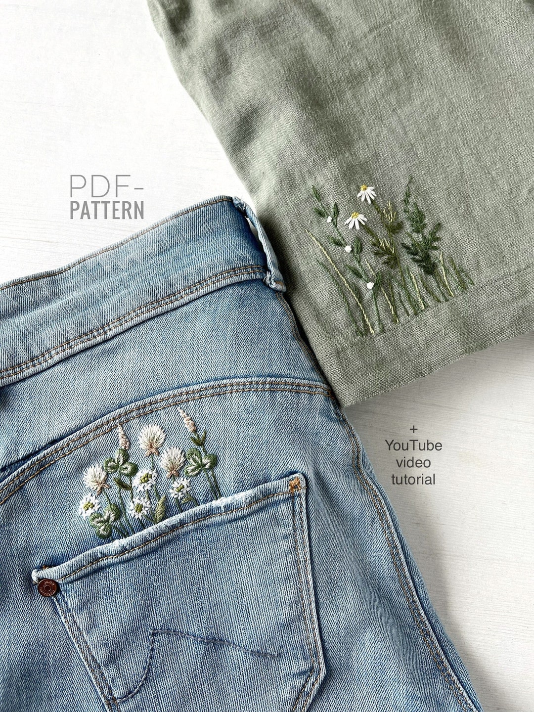 Summer Meadows Embroidery Pattern Pdf + Video Tutorial, Floral Pattern, Botanical Embroidery ...