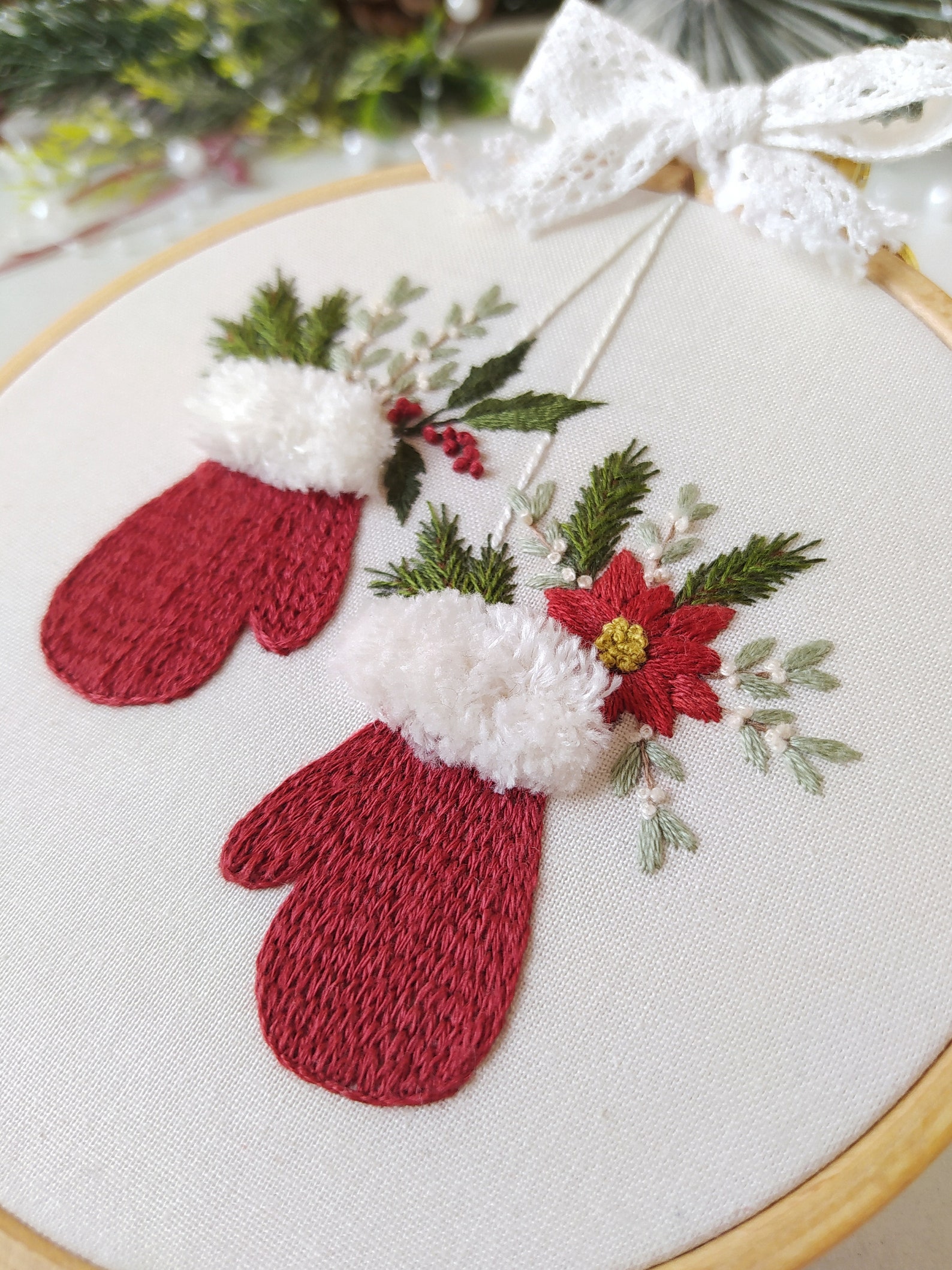 Christmas Mittens Embroidery Pattern Pdf Video Tutorial | Etsy