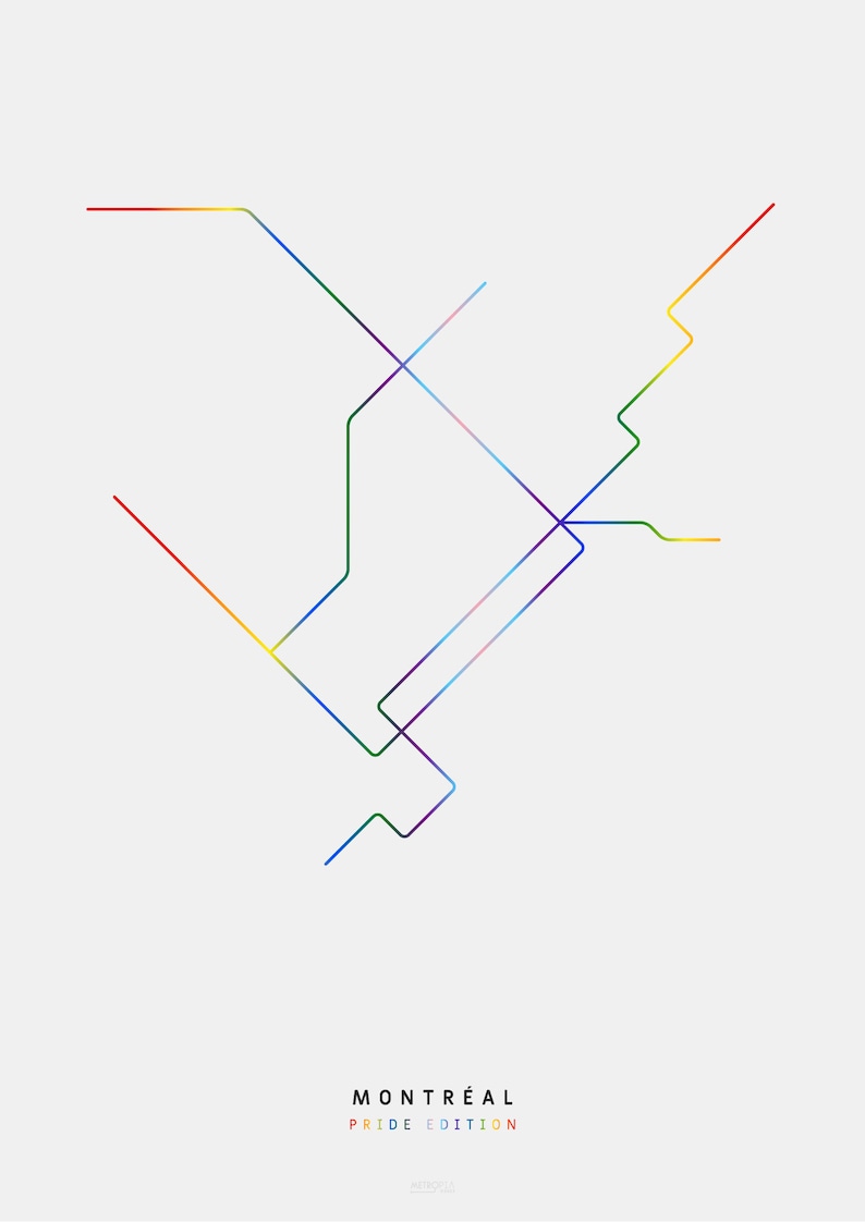 MONTREAL / Pride Edition / Poster Print / Minimalist Map Illustration ...