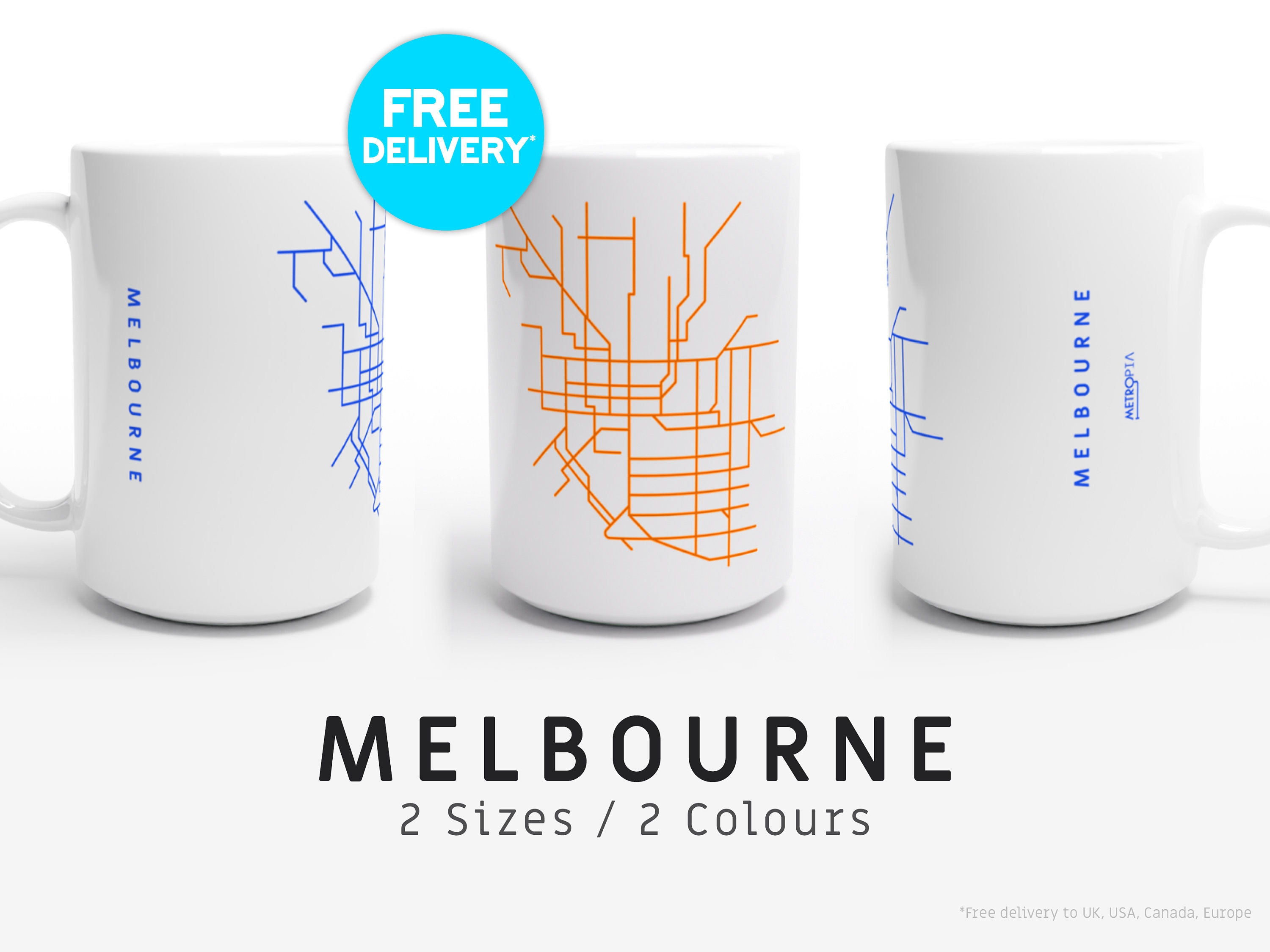 MELBOURNE / Mugs / 2 Sizes / Minimalist Map Illustration Inspired by ...