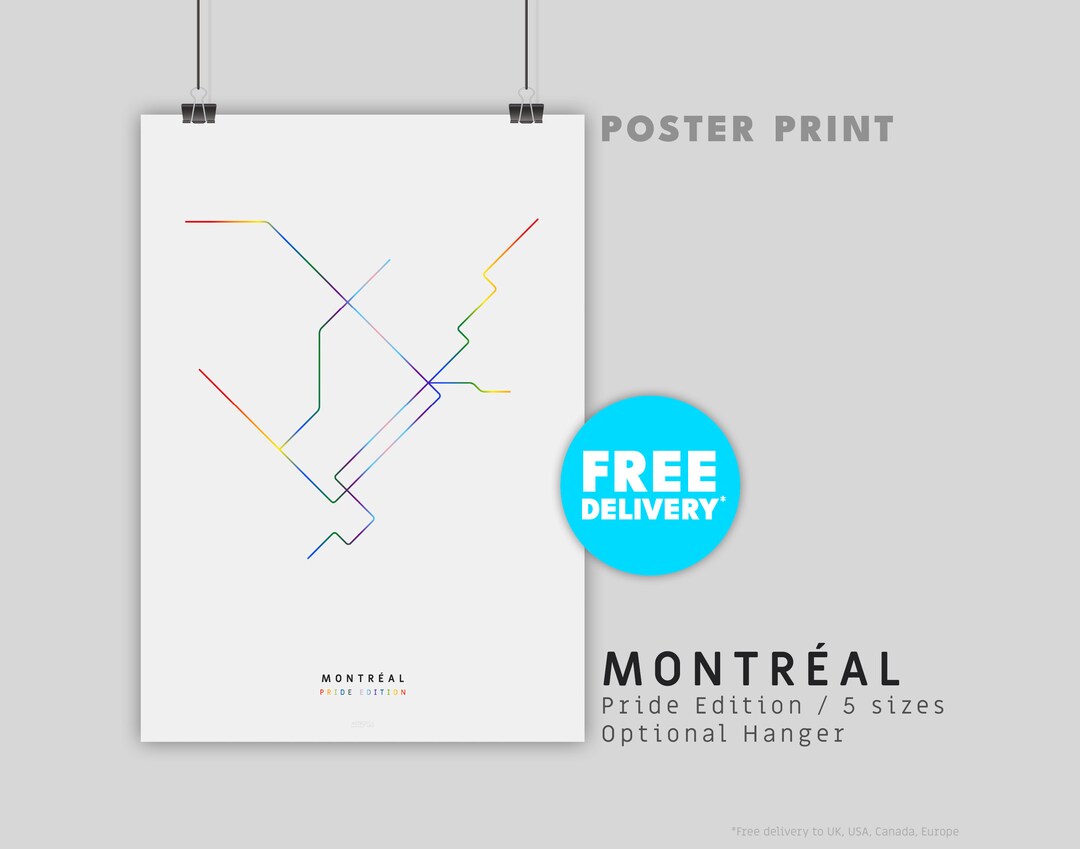 MONTREAL / Pride Edition / Poster Print / Minimalist Map Illustration ...