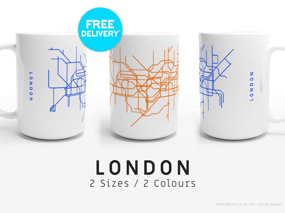 LONDON / Mugs / 2 Sizes / Minimalist Map Illustration Inspired by ...