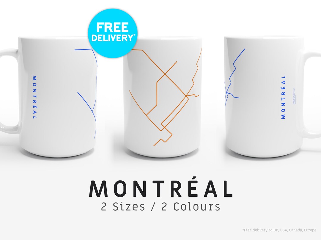 MONTREAL / Mugs / 2 Sizes / Minimalist Map Illustration Inspired by ...