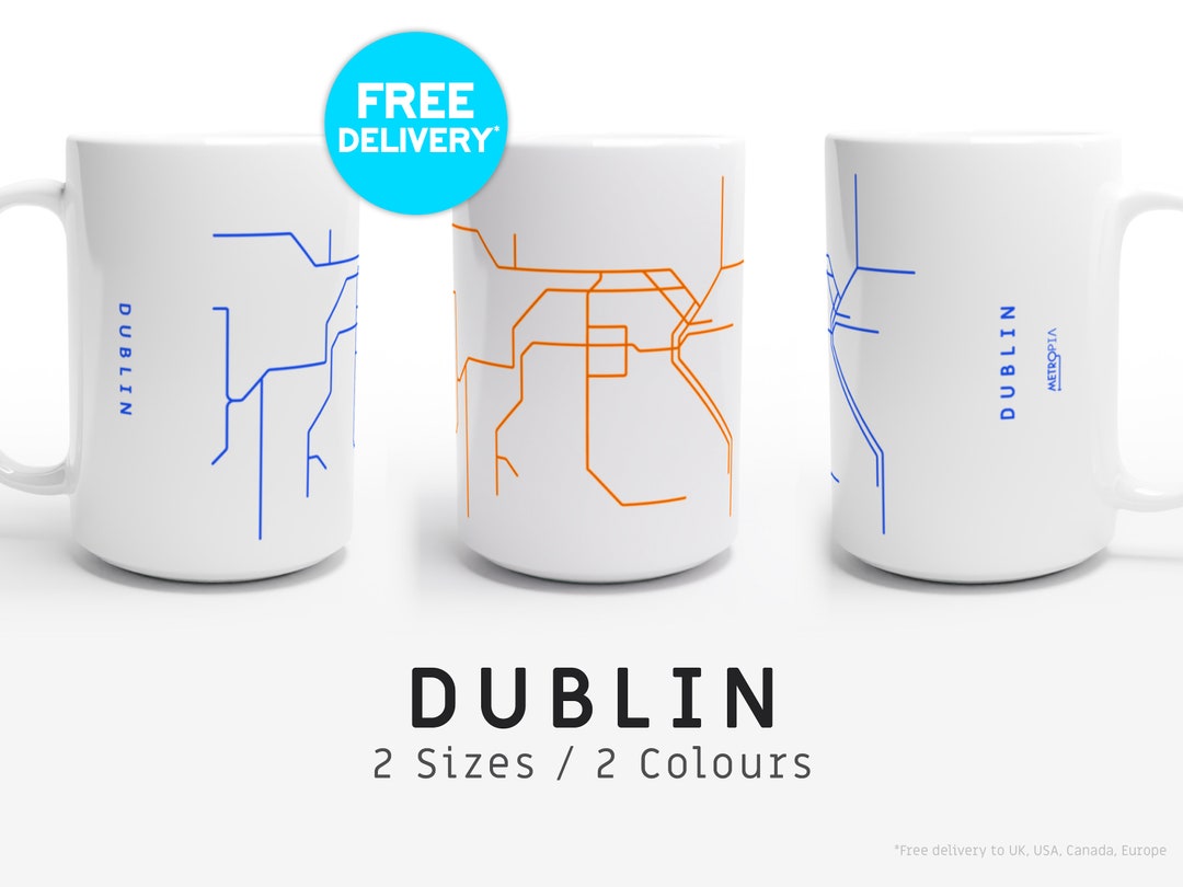 DUBLIN / Mugs / 2 Sizes / Minimalist Map Illustration Inspired by ...