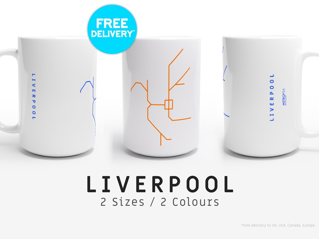 LIVERPOOL / Mugs / 2 Sizes / Minimalist Map Illustration Inspired by ...