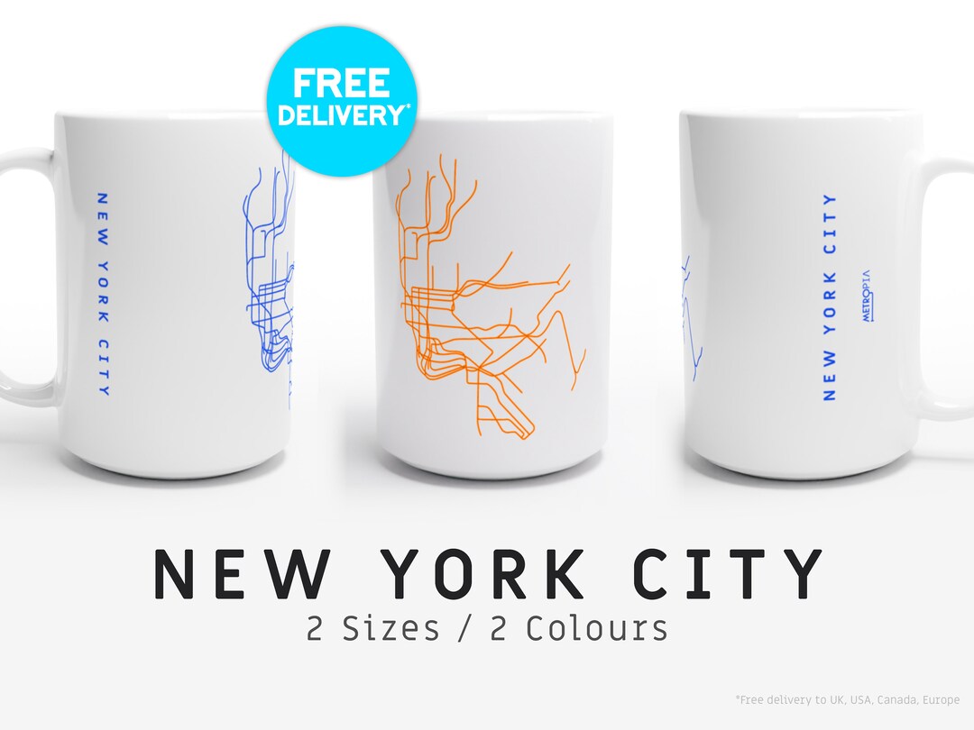 NEW YORK CITY / Mugs / 2 Sizes / Minimalist Map Illustration Inspired ...