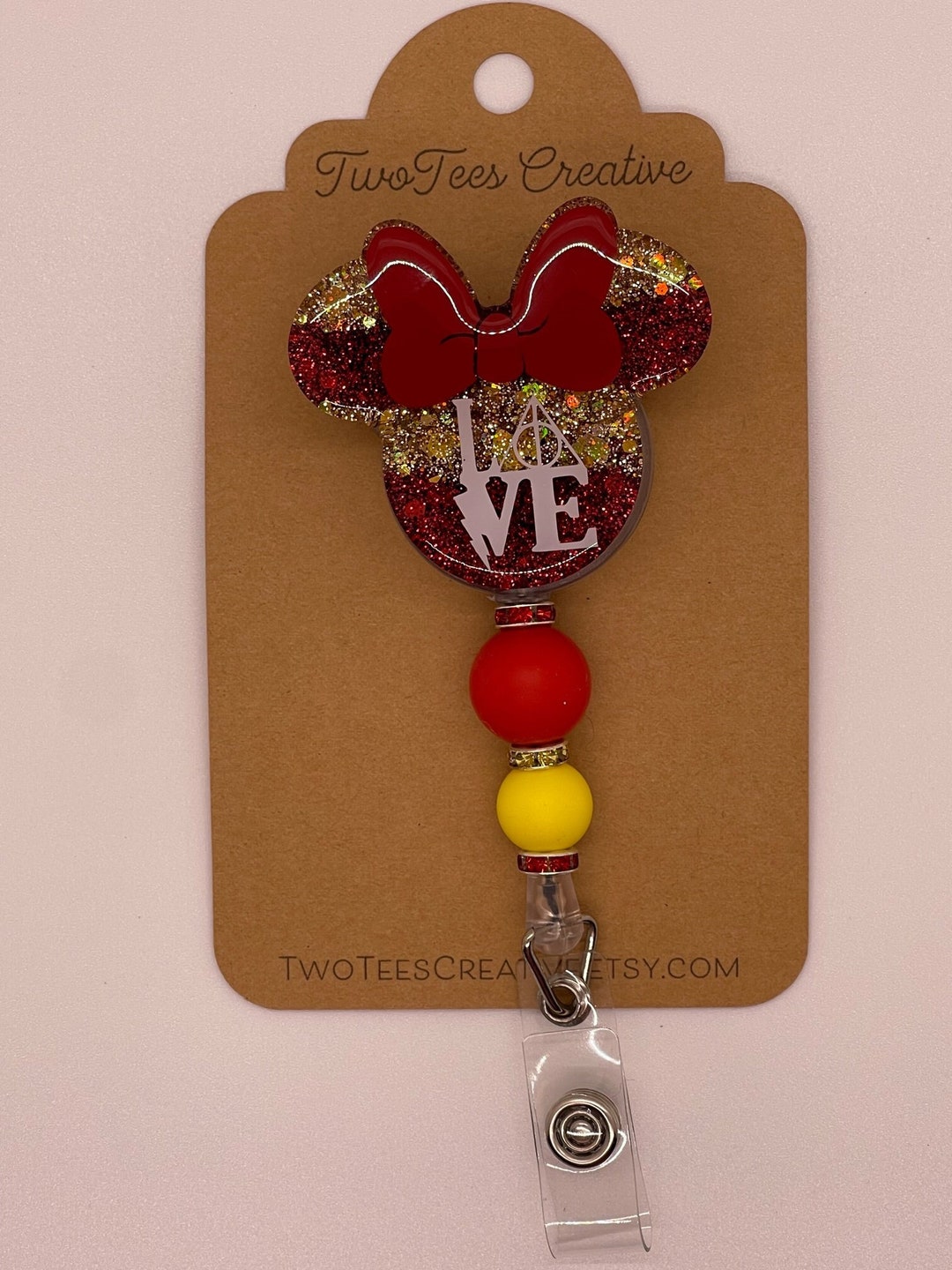 Harry Potter Minnie Mouse Retractable Badge Reel, Glitter Acrylic UV ...