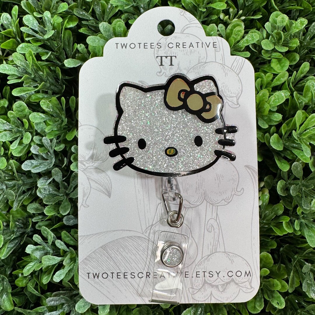Hello Kitty Holographic Retractable Badge Reel. UV Resin, Glitter ...