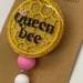Queen Bee Retractable Badge Reel, Glitter Acrylic UV Resin, Gold, ID ...