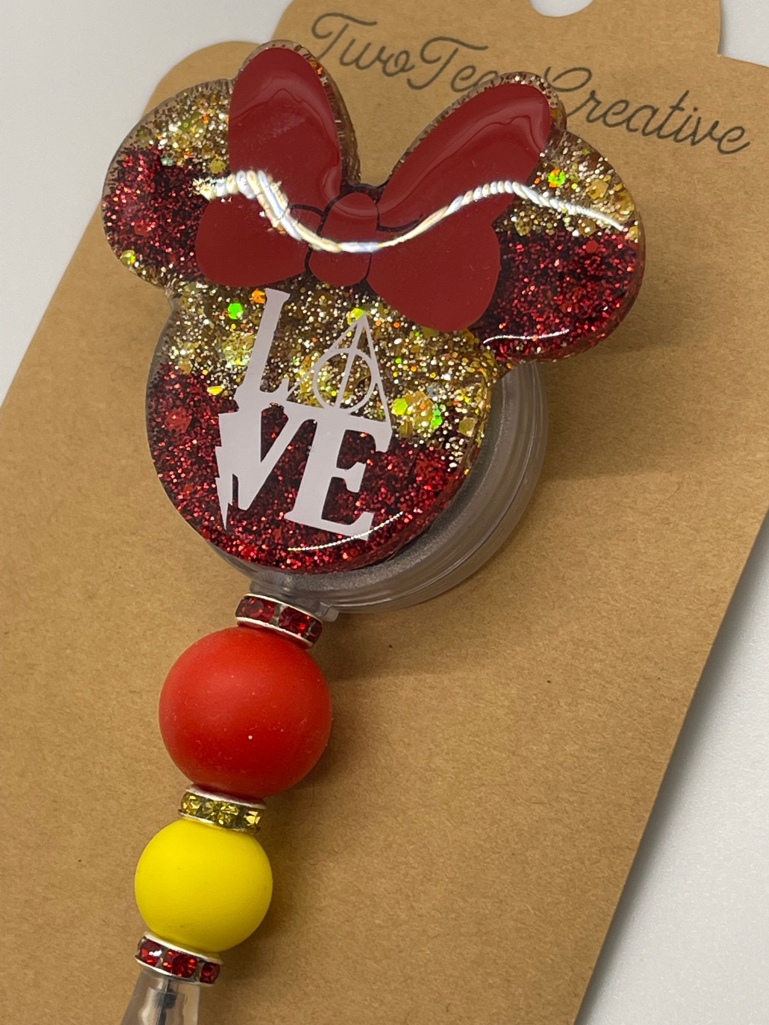 Harry Potter Minnie Mouse Retractable Badge Reel, Glitter Acrylic UV ...