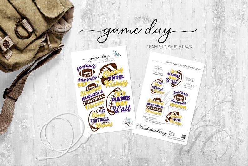 Game Day Sticker Pack Custom Color Favorite School Team or Sport - Etsy