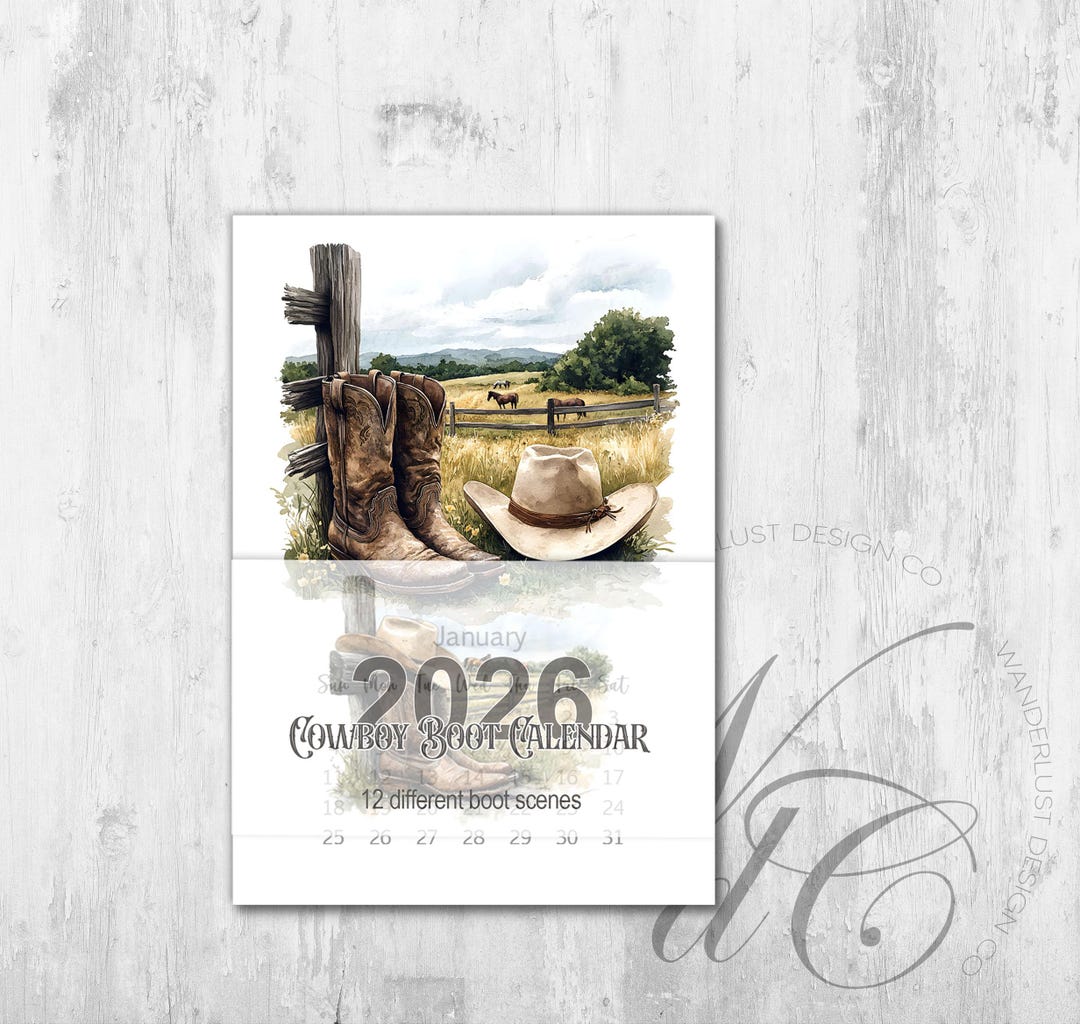 2026 Cowboy Boot Desk Calendar With Stand - Dad Gift Him - Etsy