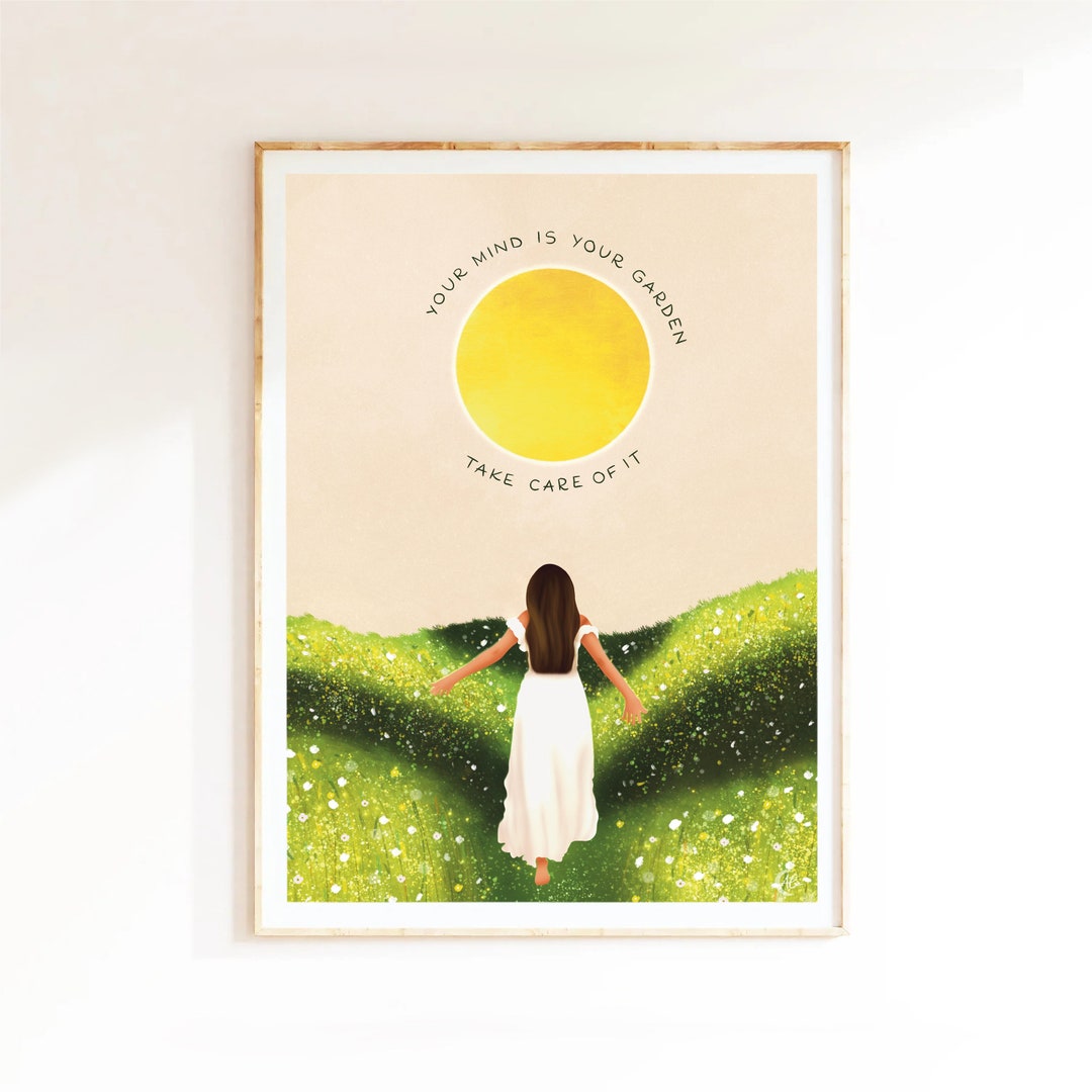 Positive Mindset Art Print. Only Positive Thoughts Illustration ...