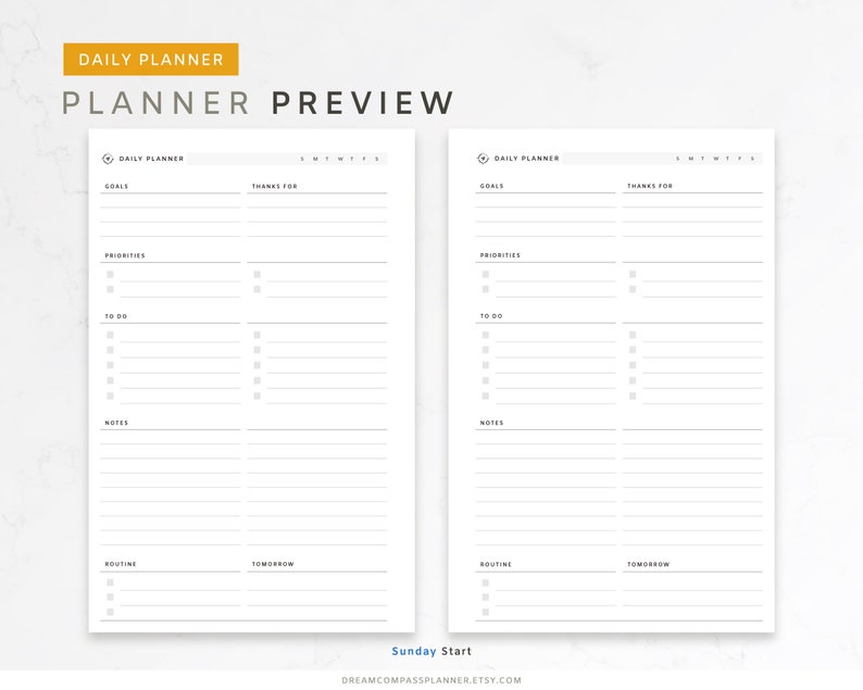 Daily Goal Planner at a Glance Printable Daily to Do List Plan Template ...