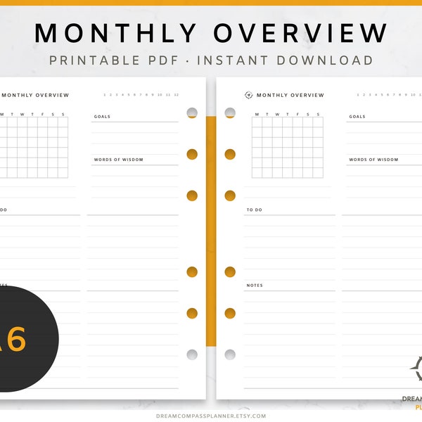 Undated Monthly Overview Planner at a Glance Monthly Refills to Do List ...