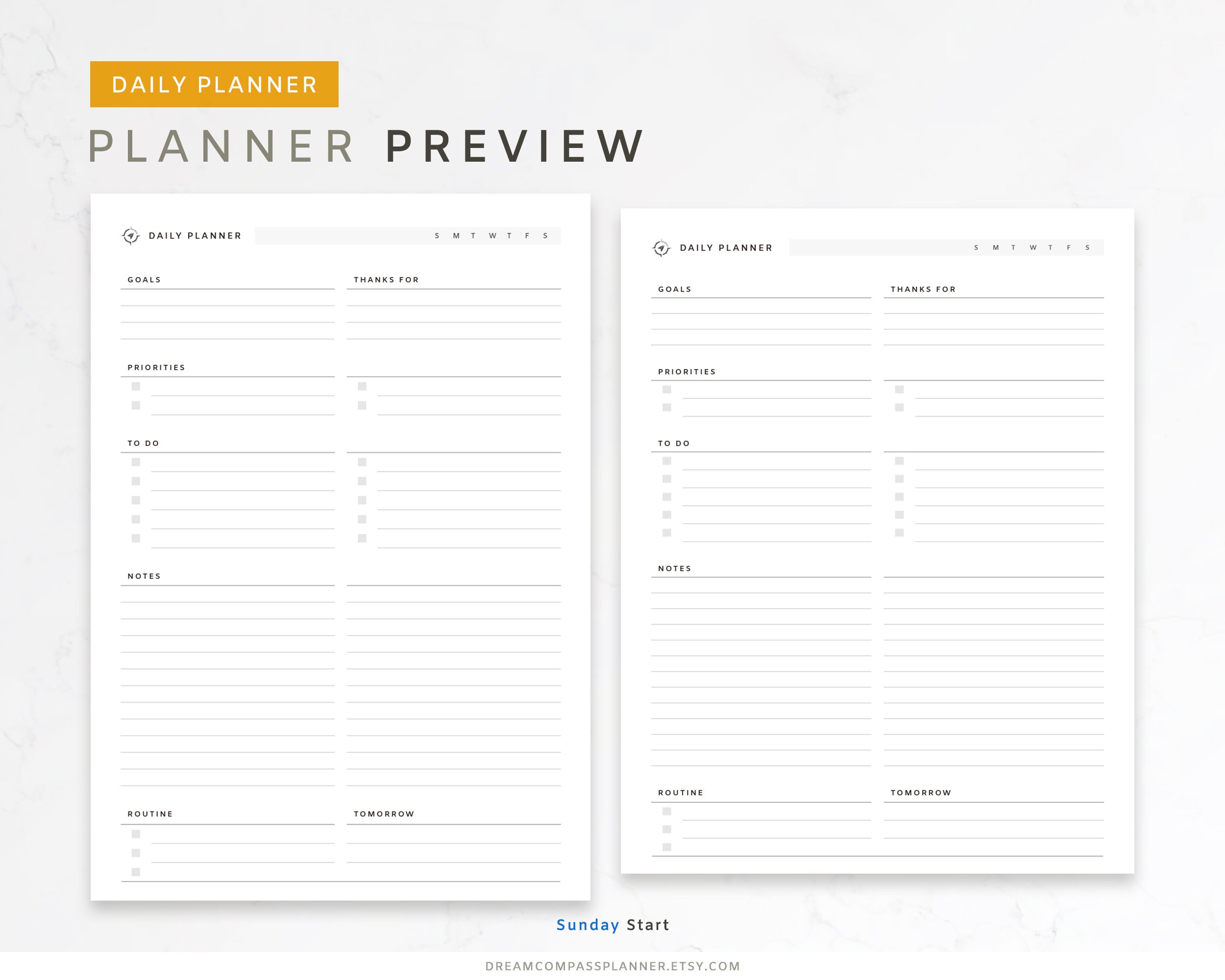 Daily Goal Planner at a Glance Printable Daily to Do List Plan Template ...