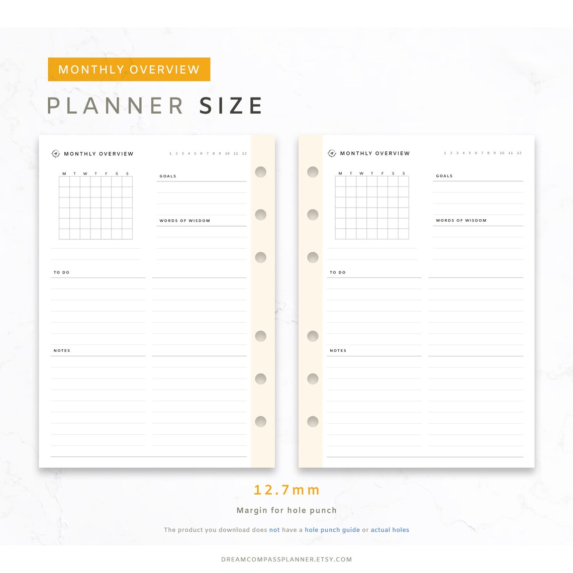 Undated Monthly Overview Planner at a Glance Monthly Refills to Do List ...
