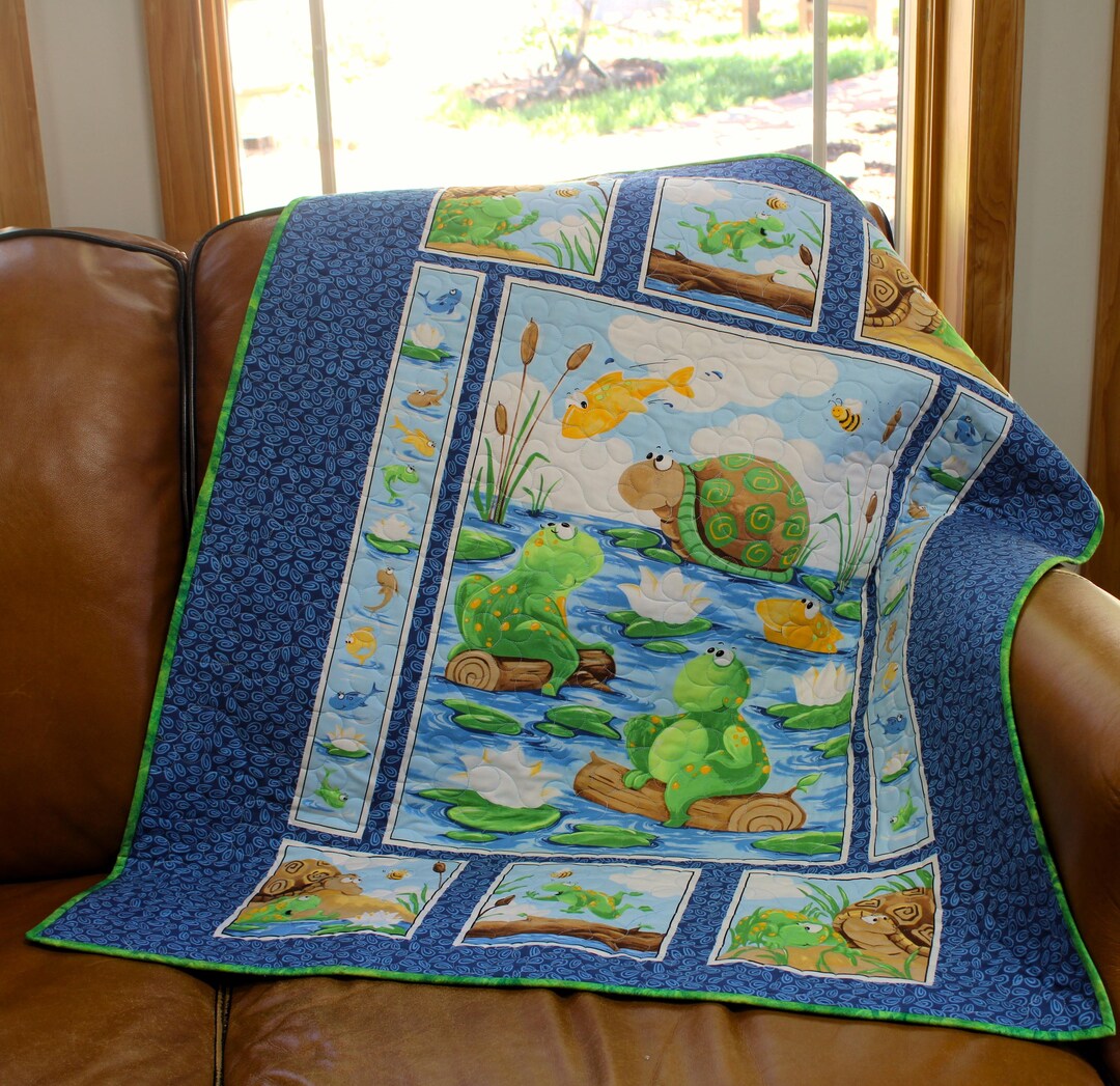 Handmade Baby Quilt, Paul's Pond Susybee Baby Shower Gift, Newborn Baby Blanket, Congratulations ...