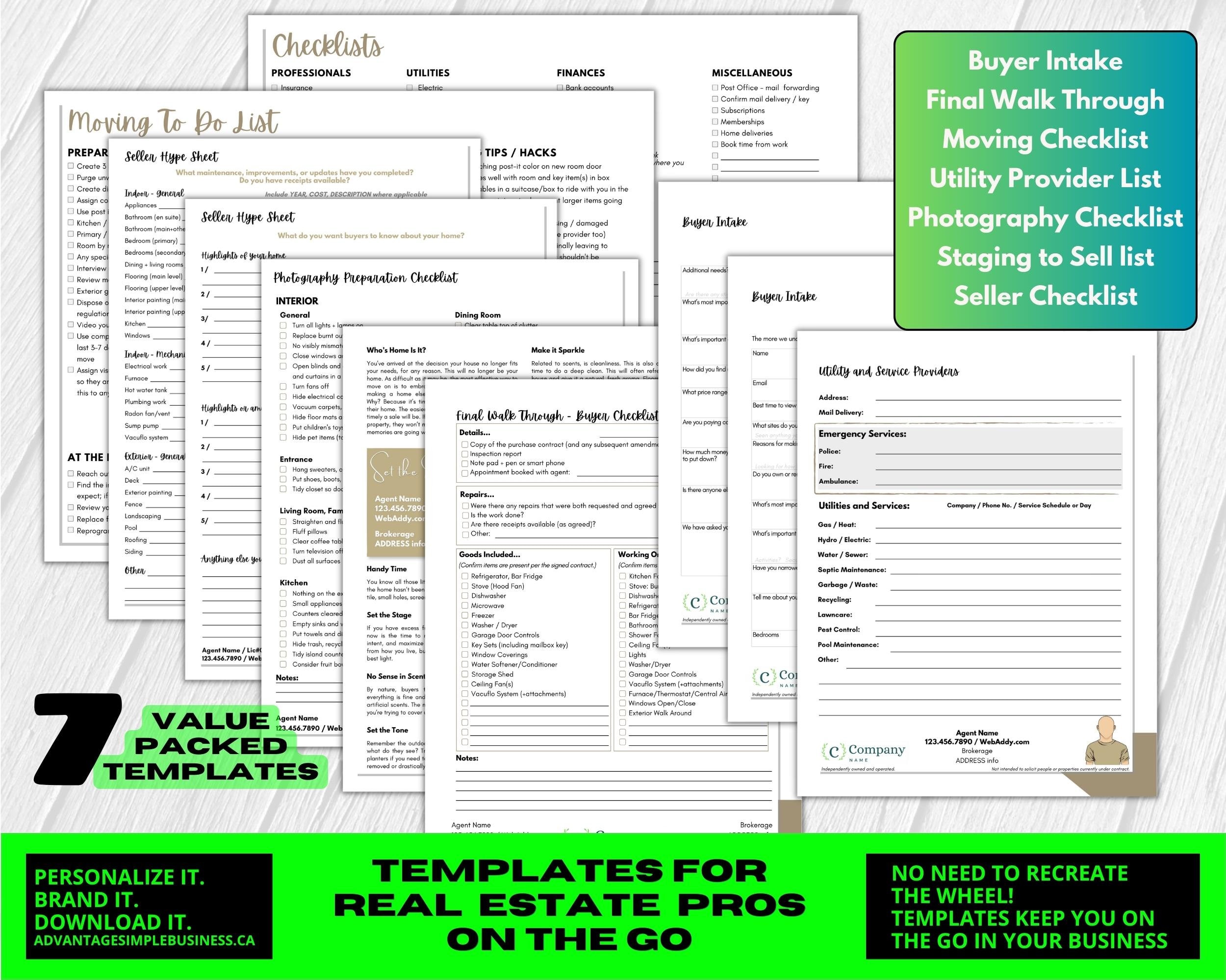 Realtor Checklist, Checklist Bundle, Realtor Questionnaire, Real Estate ...