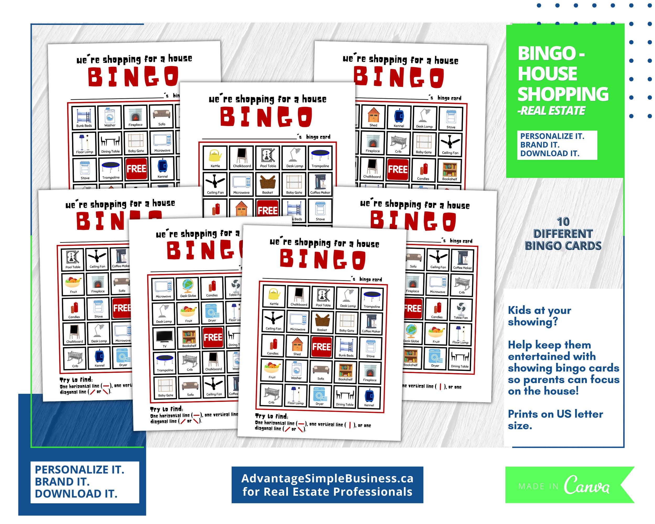 Bingo for Kids, Games for Kids Printable, Real Estate Bingo, Bingo ...