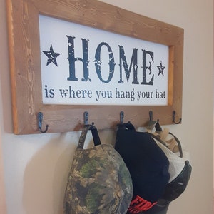 Home is Where You Hang Your Hat Hat Rack Home Décor Rustic - Etsy