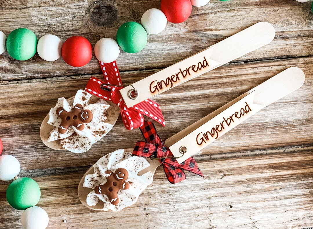 Festive Gingerbread Wooden Spoon for Christmas Tiered Tray Decor ...