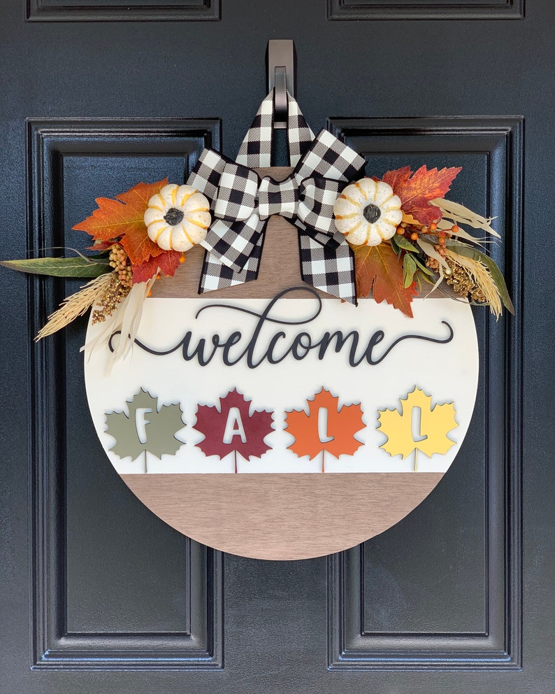 Welcome Fall Door Hanger Welcome Fall Door Sign Welcome Fall - Etsy