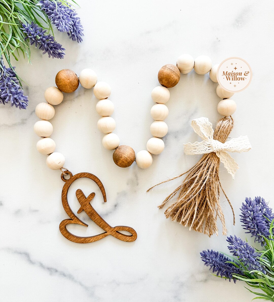 Rustic Easter Cross Garland: Farmhouse Wooden Bead Decor for Spring ...