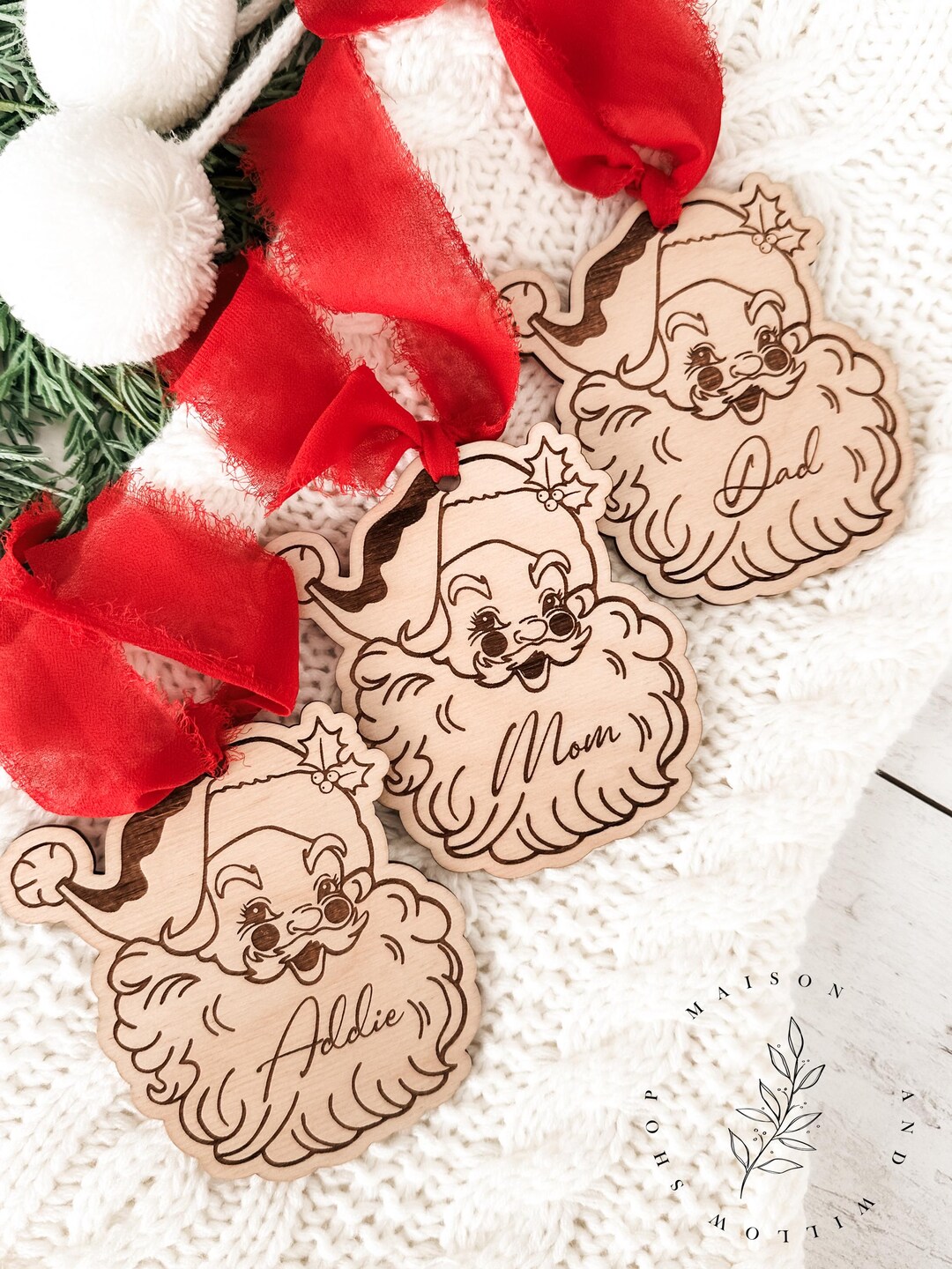 Personalized Vintage Santa Christmas Stocking Tag, Personalized Santa ...