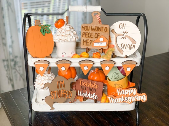 Happy Thanksgiving Tiered Tray Decor Pumpkin Pie Tiered Tray - Etsy