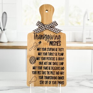 Thanksgiving Wishes Menu, Mini Fall Cutting Board for Tiered Tray ...