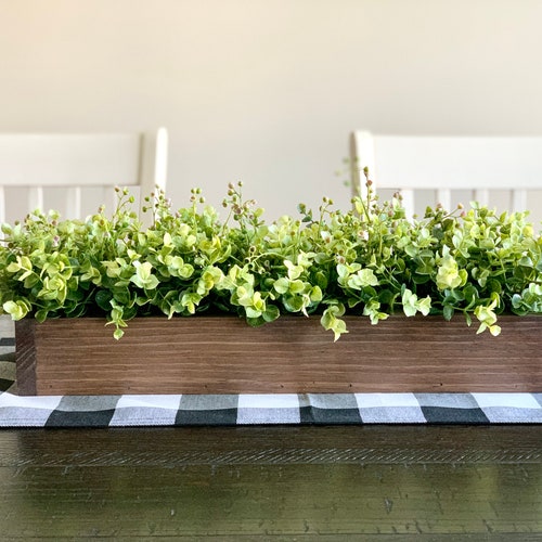 Farmhouse Planter Box Centerpiece With Greenery Rustic Table - Etsy