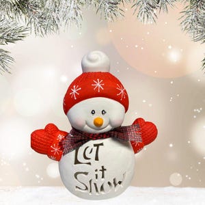 Ceramic Snowman Decoration Winter Holiday Decor Item Christmas Tabletop ...
