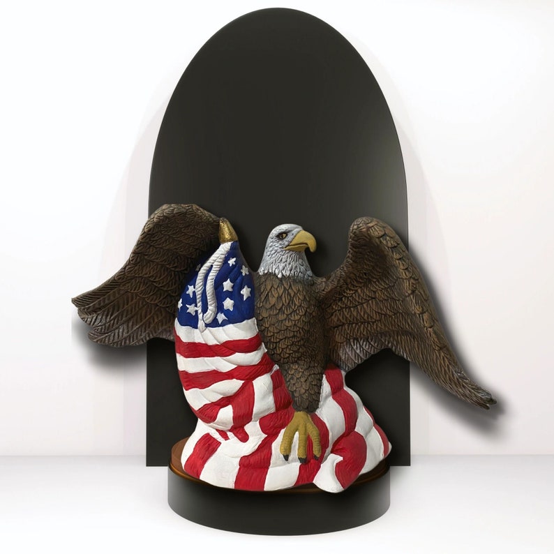 Bald Eagle Statue With an American Flag Looks Good as Americana Décor ...