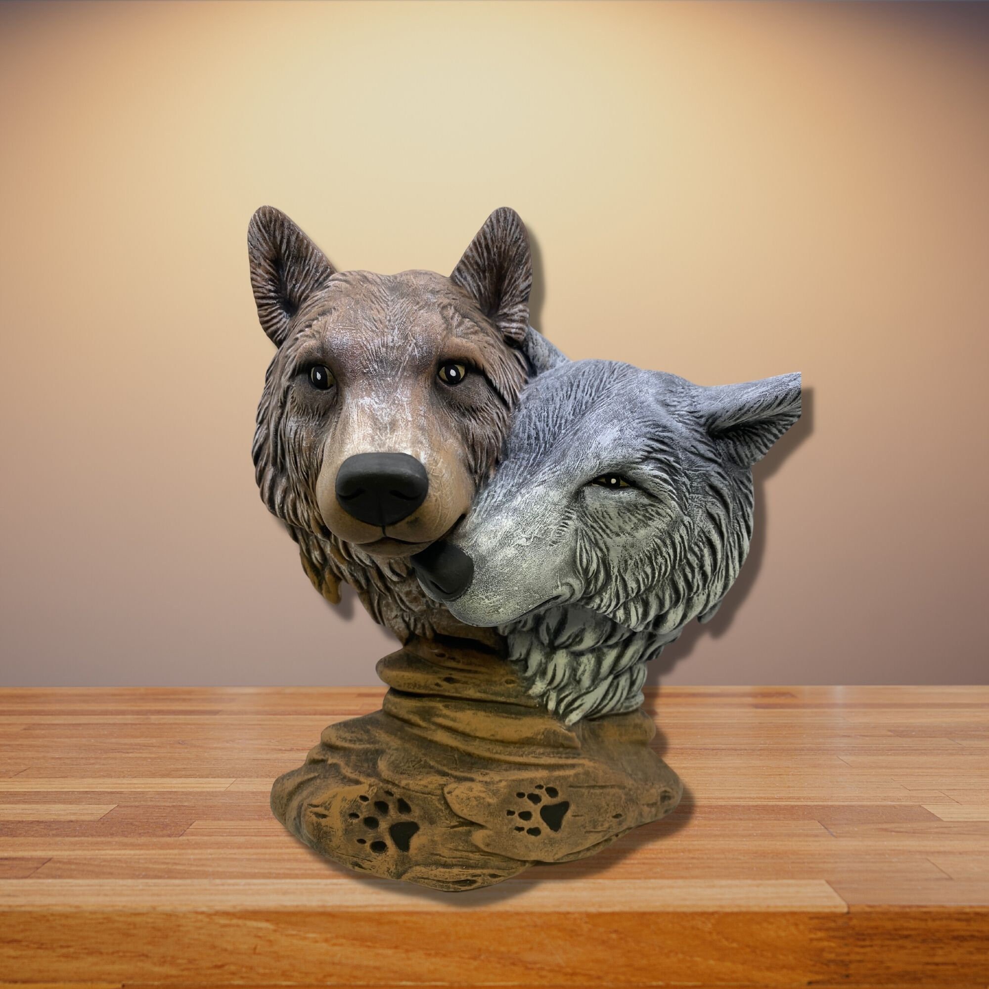 Handcrafted Ceramic Wolf Sculpture: Detailed Figurine for Wildlife ...