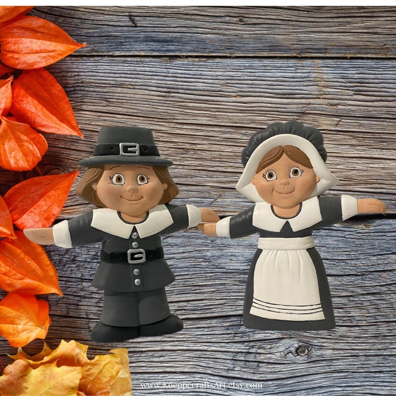 Ceramic Pilgrim Figurine Thanksgiving Decoration Holiday Centerpiece ...