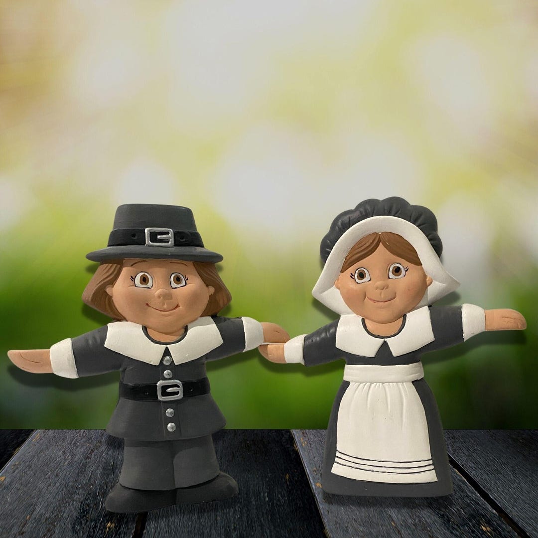 Ceramic Pilgrim Figurine Thanksgiving Decoration Holiday Centerpiece ...