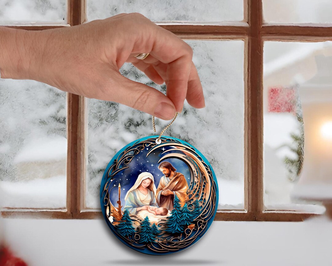Ceramic Nativity Ornament Christmas Tree Decoration Religious Holiday ...