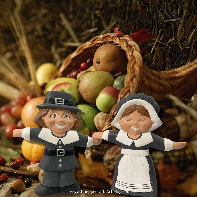 Ceramic Pilgrim Figurine Thanksgiving Decoration Holiday Centerpiece ...