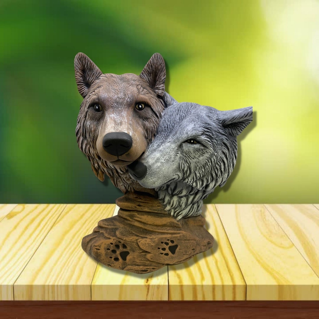 Handcrafted Ceramic Wolf Sculpture: Detailed Figurine for Wildlife ...