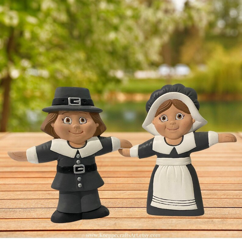 Ceramic Pilgrim Figurine Thanksgiving Decoration Holiday Centerpiece ...