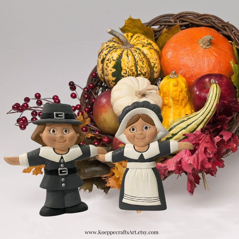 Ceramic Pilgrim Figurine Thanksgiving Decoration Holiday Centerpiece ...