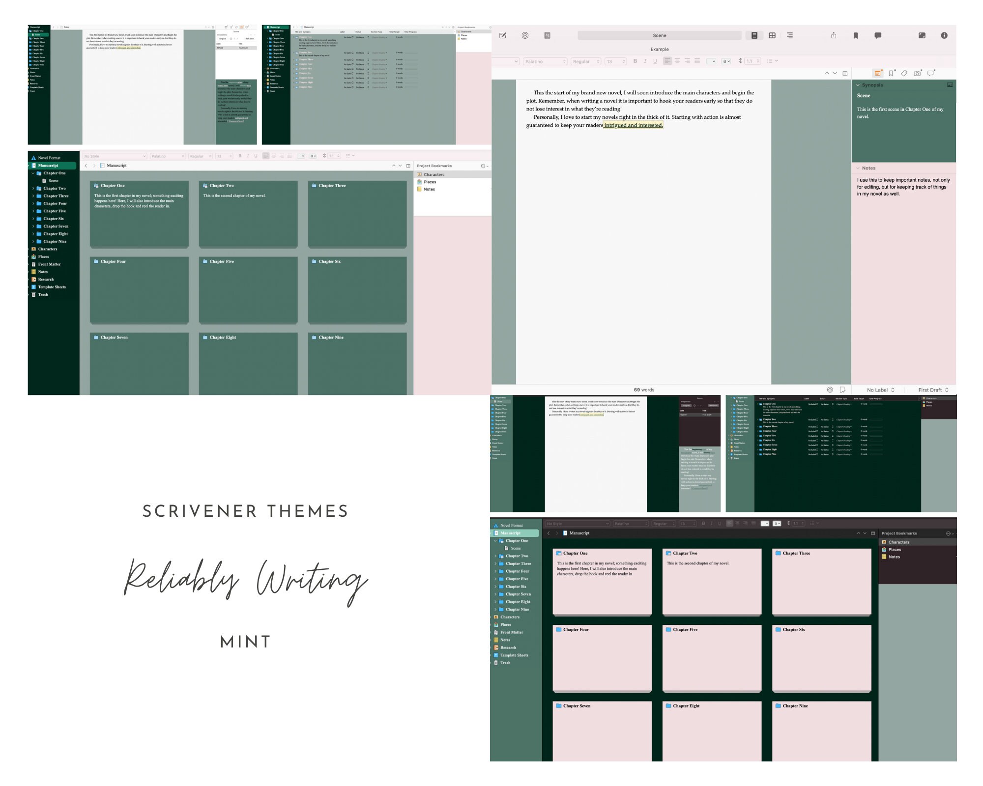 Mint Scrivener Theme (light & Dark) - Etsy